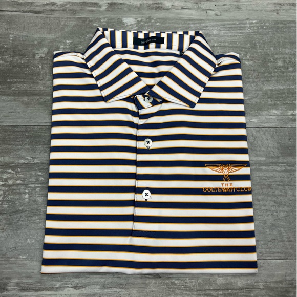 turtleson | Shirts | Turtleson White Navy Gold Stripe Golf Polo Shirt ...
